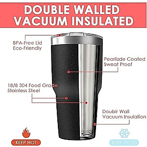 Deitybless 30oz Stainless Steel Travel Mug with Lid, Double Wall Vacuum Insulated Bulk Tumbler with Straws, Powder Coated Coffee Cup Suitable for Vehicle Cup Holders