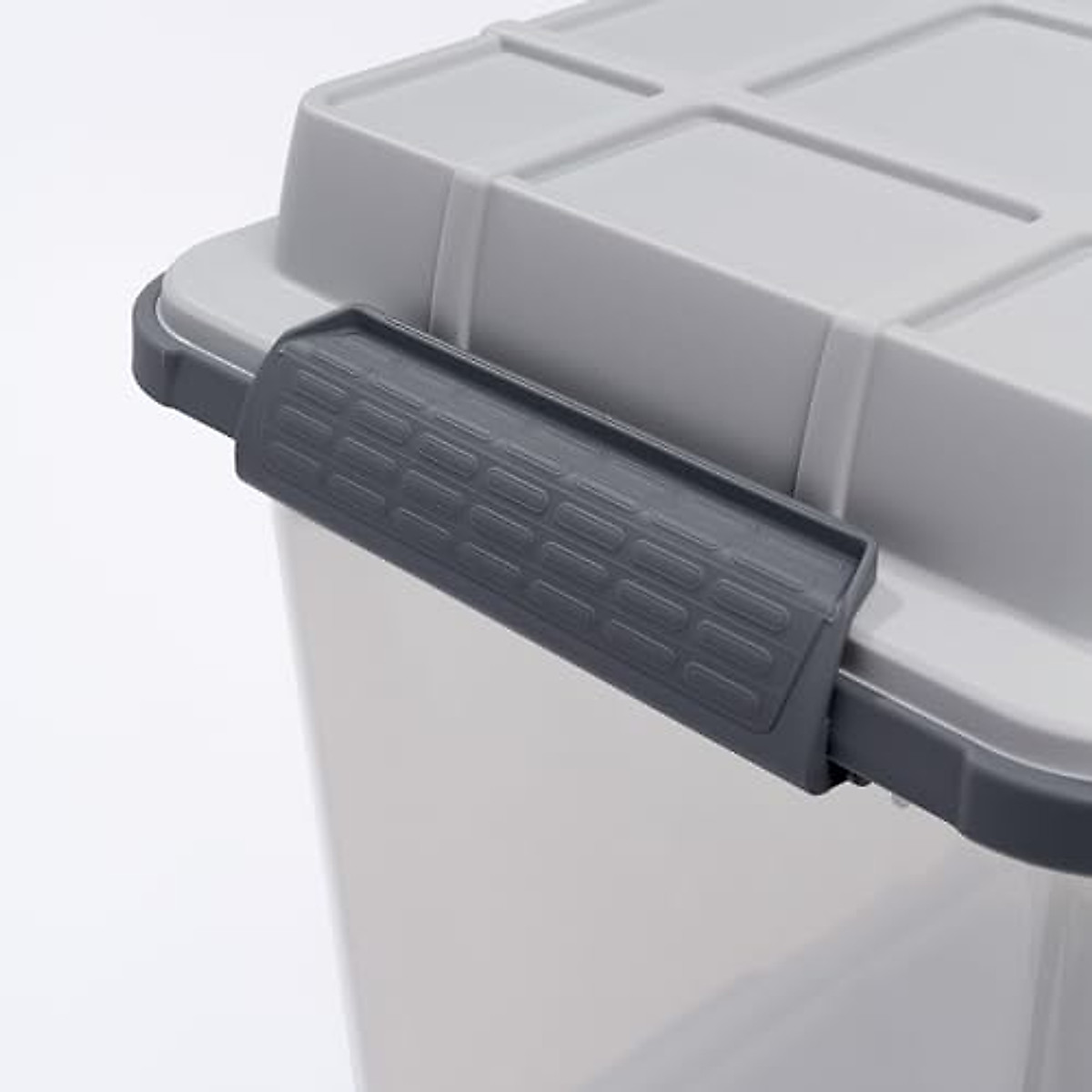 Curver Set of 3 Latch PRO Heavy Duty, Water Resistant Plastic Organization and Storage Box with Extra Capacity Latching Lid, Transparent Grey