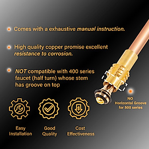 Upgrade Version 123-0095 500 Series Mansfield Style Stem Assembly Replacement Part For 12-Inch Sillcock ASFP (Overall length 16")