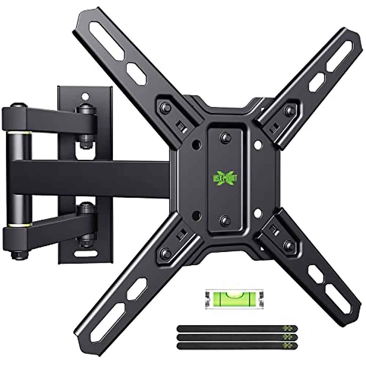 USX MOUNT Full Motion TV Monitor Wall Mount for Most 13-42 inch Flat Curved Screen TVs & Monitors Up to 55lbs, Single Stud TV Mount Bracket Articulating Arms Swivel Tilt Extension, Max VESA 200x200mm