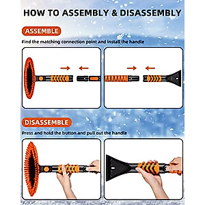 Labeol 43" Snow Brush and Ice Scraper for Car Windshield,Extendable and Detachable Snow Brush and Ice Scraper with Soft Squeegee Foam Grip and 180° Rotating Brush Head for Car SUV Truck Vehicle Window
