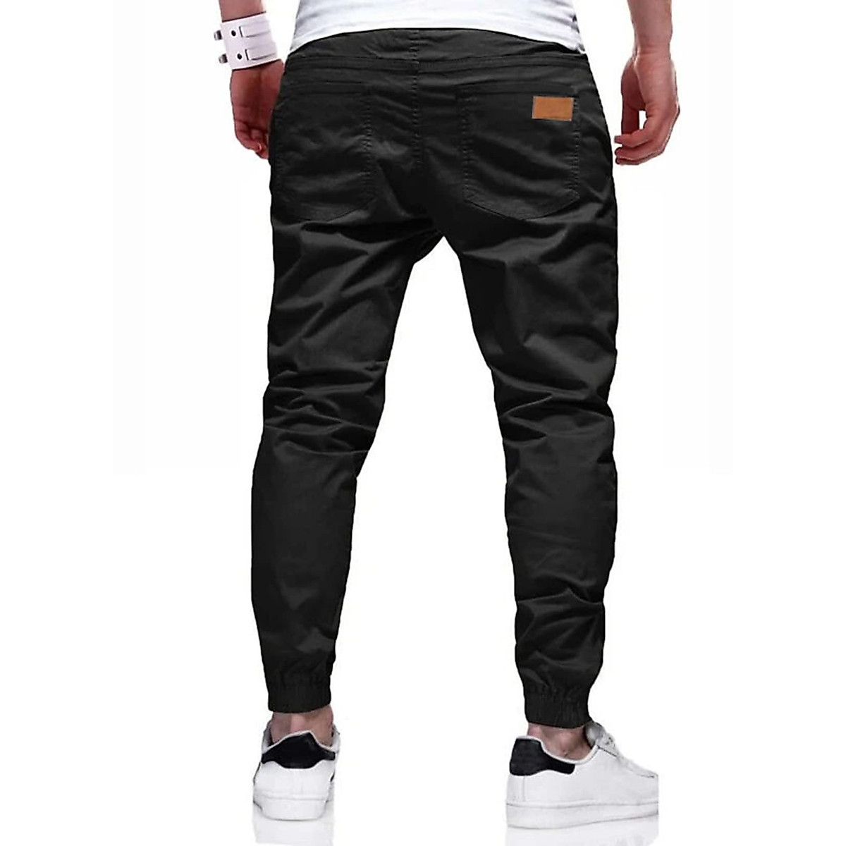 JMIERR Mens Casual Joggers Pants - Cotton Drawstring Chino Cargo Pants Hiking Outdoor Twill Track Jogging Yoga Sweatpants Jogger Work Pants with Pockets for Men, US 40(2XL), A Black