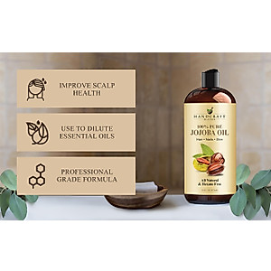 Handcraft Blends Jojoba Oil - Cold-Pressed 16 Fl Oz - 100% Pure and Natural - Premium Grade Carrier Oil for Skin and Hair - Hair and Body - Massage - Hexane-Free - Hair Relaxer for Tight Curls