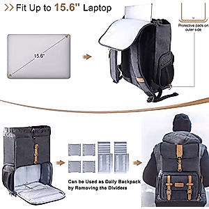 Endurax Canvas Camera Backpack Bag for Photographers DSLR Backpacks fit up to 15.6 Laptop Rain Cover Included