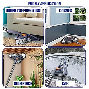 85 Inch Wall Cleaner Mop with Long Handle, 360° Rotatable Wall Washer Cleaner Tool Dust Mop with Extension Pole 25" to 85", Baseboard Wall Mop for Window Cleaning Ceiling Floor (Grey)