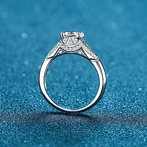 StarGems 1ct Moissanite 925 Silver Platinum Plated Princess Cut Vintage Four Prong Ring B4502-1ct-9