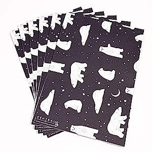 CENTRAL 23 Black Wrapping Paper Christmas - Kids Christmas Wrapping Paper - (6x) Holiday Gift Wrap Sheets - Polar Bears - For Boys and Girls - Comes With Fun Stickers - Recyclable