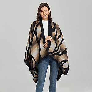 Bakerdani Women's Winter Wrap Blanket Poncho Cape Shawl Cardigans