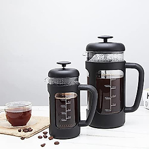 Easyworkz French Press 12 oz Coffee Tea Maker with Borosilicate Glass,Soft Grip Handle