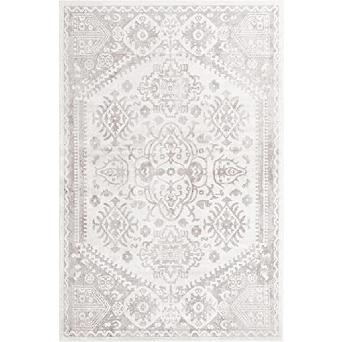 Unique Loom Oxford Collection Area Rug - Radcliffe (6' x 9' Rectangle, Cream/Ivory)