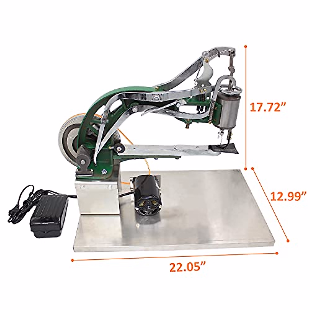 ColouredPeas 2021 Cobbler Sewing Machine 110V 250W Motor with Stainless Steel Base Eletrical and Manual Sets Leather Sewing Machine for Leather/Shoes/Bags/Clothes/Quilts/Coats/Trousers（Green）…