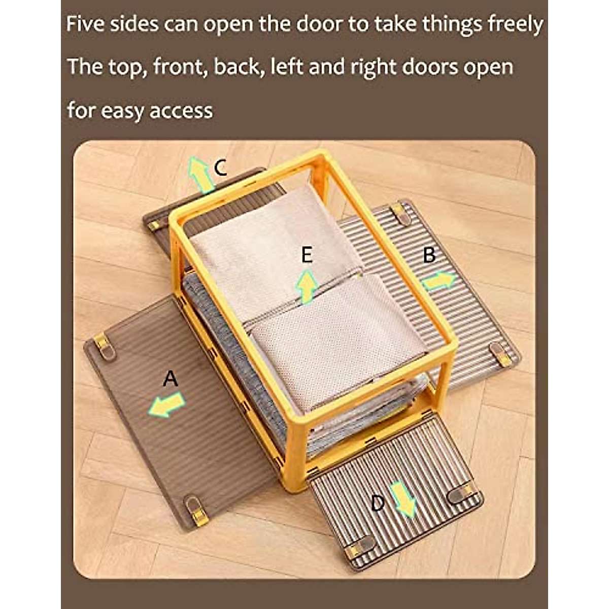 TERGOO 2Pack 28L Plastic Storage Bins with Wheels, Five Doors Stackable Storage Bins, Toy Organizer Container, Plastic Bin Box for Organization, Storage Cabinet (Blue)