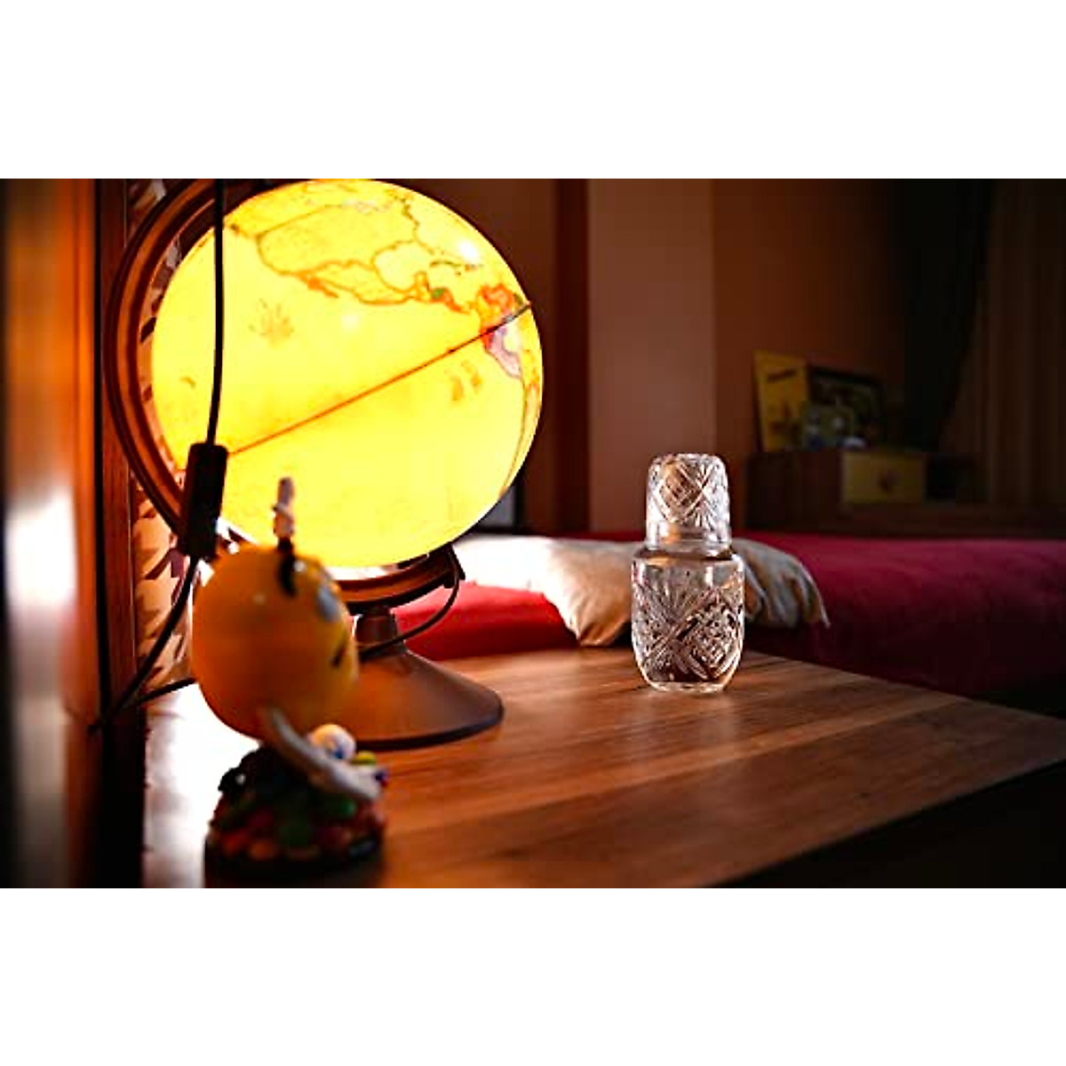 DUHALINE Crystal Bedside Carafe and Glass Set, Crystal Bedside Night Carafe Pitcher and Tumbler Glass Set, 2 Piece Water Pitcher And Cup Night Set (17.75 oz or 525 ml)