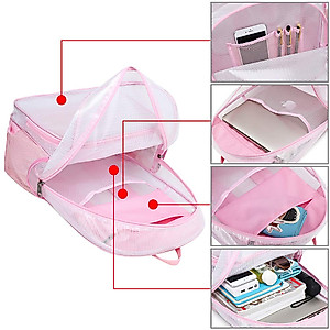 mygreen Clear Transparent PVC School Backpack, Heavy Duty Clear Backpack for Work, Security, Sporting Events (Pink, Large)