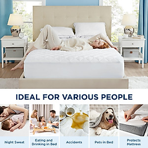 Bedsure King Mattress Protector, Quilted Waterproof Mattress Pad with Deep Pocket up to 22 Inches, Soft Breathable Noiseless Bed Cover, Topper Bed King White for Home, Bedroom, Hotel - White