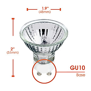 Xtricity Halogen 20W GU10 Bulb Glass Spotlight Light Bulb, 20W, Dimmable, 2700K Soft White, 190 Lumens, GU10 Stove Hood Light Bulbs 120V, (6 Pack)