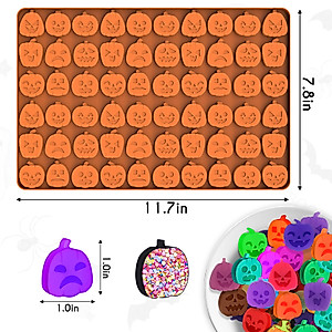 Halloween Pumpkin Candy Gummy Molds Silicone, 60 Cavity Non-Stick Pumpkin Silicone Molds for DIY Gummies, Candy, Chocolate, Jelly, Ice Cube, Dog Treats, Halloween Decor