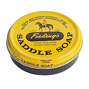 Fiebing's Saddle Soap 3.5oz - Yellow - Clean, Polish and Maintain Saddles, Shoes, Luggage, Handbags - Thoroughly Cleans & Restores Natural Preservative Leather Oils to Maintain Suppleness & Strength