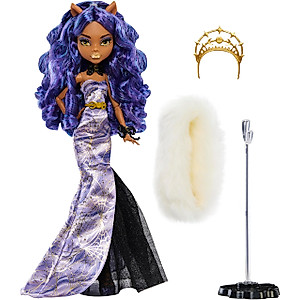 Monster High Howliday Winter Edition Doll, Clawdeen Wolf Collectible in ICY Lavender Gown with Furry Boa & Accessories