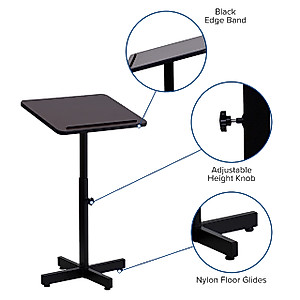 Flash Furniture Mysta Adjustable Height Metal Lectern, Mahogany
