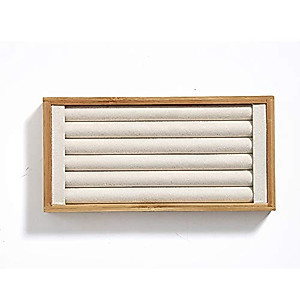 Coward Bamboo Ring Display Holder Jewelry Storage Tray Organizer Ring Stand For Show(beige)