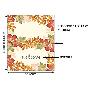 Place Cards for Thanksgiving Fall Party, Editable Name Place Cards, Seating Place Cards for Tables, Tent Style Cards for Wedding, Dinner Party or Any Occasion, Easy Folding, 25 Escort Cards(G03)
