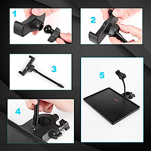 Mr.Power Microphone Stand Plastic Tray with Phone Holder, Mic Stand Clamp-On Rack Tray Holder for Most Mic Stands, for Stage, Live Streaming, Concert Performance, Karaoke (10.6" x 8") (Large)