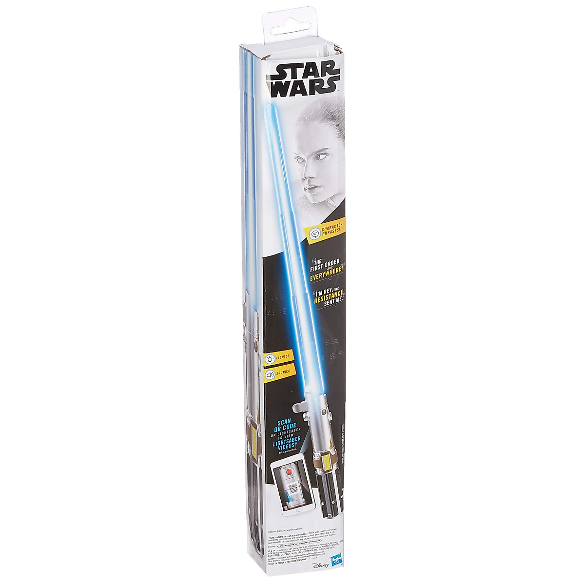 Star Wars Rey Electronic Blue Lightsaber Toy for Ages 6 & Up with Lights, Sounds, & Phrases Plus Access to Training Videos