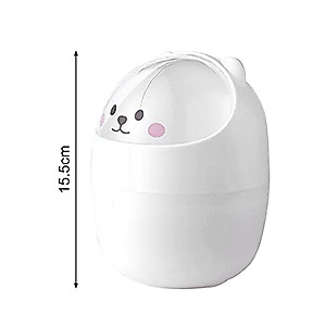 Mini Desktop Trash Can, Cute Home Desktop Trash Can with Lid Small Mini Plastic Desk Organizer Pencil Holder Desktop Trash Bin for Bedroom (4.33" x 6.1") White 4.33" x 6.1"