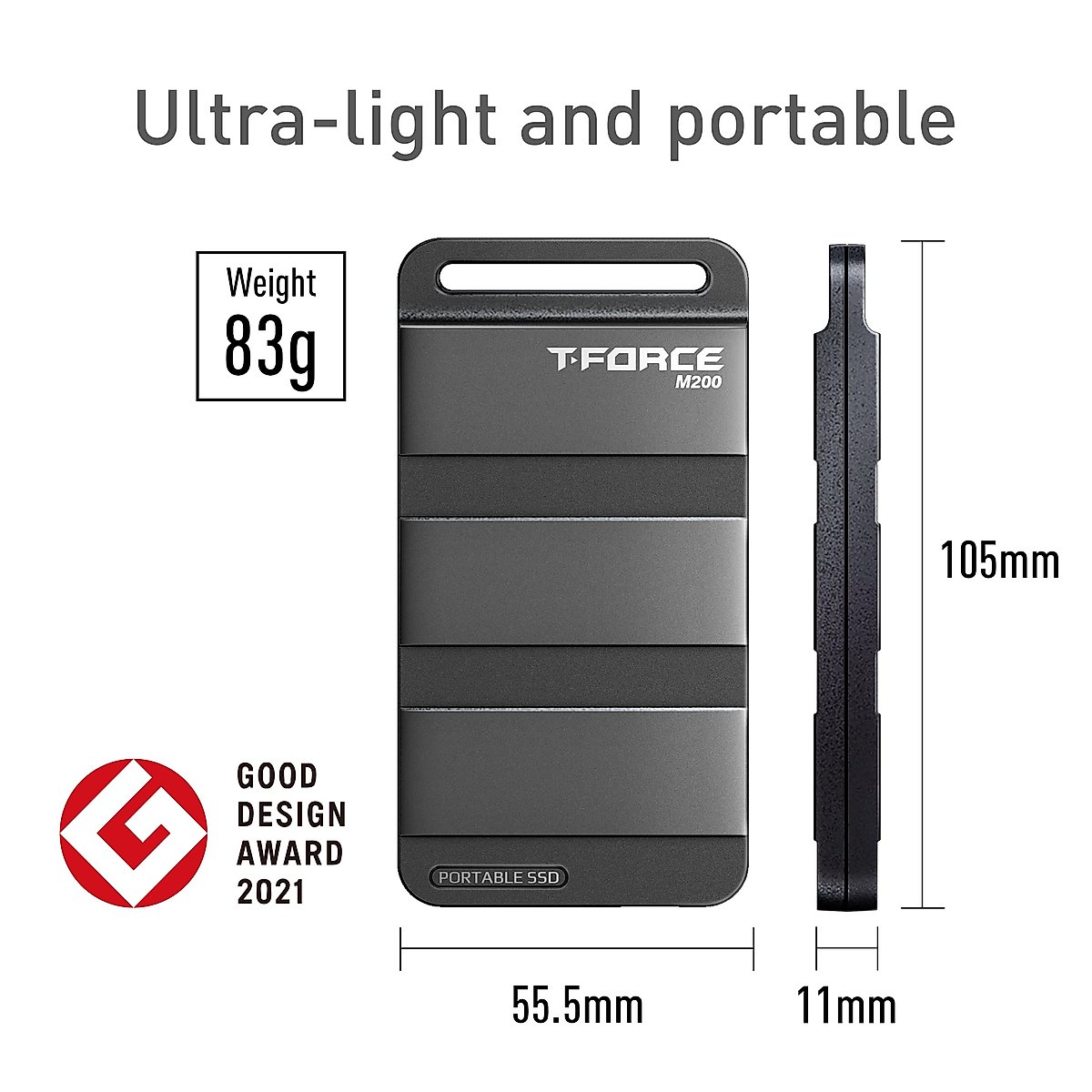 TEAMGROUP T-Force M200 Portable SSD 1TB USB3.2 Gen2x2 Type-C Read/Write 2000MB/s Compatible with PS5 & Xbox & Chrome OS (T8FED9001T0C102)
