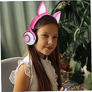 Vaguelly Glowing Headphones Over Ear Headphones On Ear Audio Headphones Wired Gaming Headset Glowing Earphone Earbuds Wired Lighting Headset Ears Earphones Shine PVC Fitness Microphone