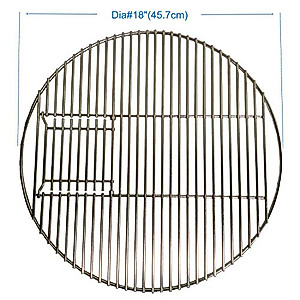 WINTRON 18-in Cast Iron Cooking Grate for Kamado Joe Classic Joe, Large Big Green Egg (Whole Round Stainless Steel Grate)