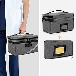 Trunab Medicine Storage Bag with Combination Lock, Lockable Pill Bottle Organizer, Travel Medication Carry Case for Medicine Box, Prescription, Vitamins,Supplements or Medical Supplies