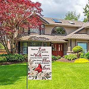 Furiaz Those We Love Don't Go Away Cardinal Spring Small Decorative Inspirational Garden Flag, Summer Red Bird Yard Gardenia Outside Memorial Faith Grave Decorations, Fall Outdoor Decor 12 x 18