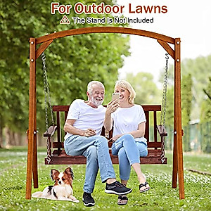 Heavy Duty Outdoor Wooden Porch Swings 4Ft/48in Bench Swing 800lb Weight Capacity, Durable Two Person Hanging Seating with Hanging Chains and Fixing Screw for Garden Backyard Lawn Balcony Deck,Brown