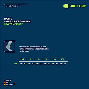 Bauerfeind Sports Ankle Support Dynamic - Ankle Compression Sleeve for Freedom of Movement - 3D AirKnit Fabric for Breathability - Premium Quality & Washable (S, Rivera)