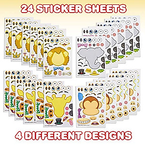 ArtCreativity Make Your Own Zoo Sticker Assortment, Set of 24 Sheets, Unique Arts ‘n Crafts Activity Supplies Kit for Kids, Sticker Prize, Fun Birthday Party Favor, Goodie Bag Filler