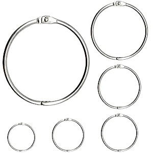 OWLKELA Binder Rings 50 Pcs, Assorted Sizes, Nickel Plated, Loose Leaf Binder Ring, Rings for Flash Cards, Index Card Rings, Book Rings, Ring Hooks, Paper Rings for School, Home or Office