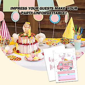 Ice Cream Truck Birthday Party Invitations is a Sweet One 1st Birthday Party Invitation, Summer Ice Cream Theme Fill in Invites Cards, Birthday Party Supplies, 20 Invitations with Envelopes - JY700