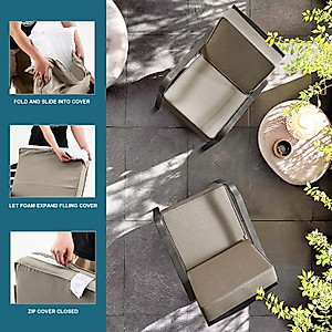 ARTPLAN Deep seat Cushions for Outdoor Furniture,24x24 Inches,Back 18"x24",H:6". Extra Thick Outdoor Patio Sofa Lawn Chair Cushions,Khaki
