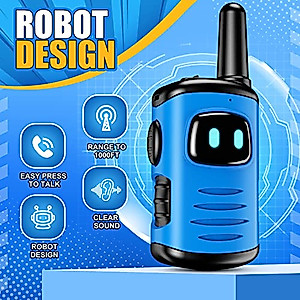 Walkie Talkies Toys for Kids 3-6: DASTION-99 Mini Robots Walkies Talkie Birthday Gifts for 3 4 5 6 Year Old Boys Toys for 3-5 Year Old Boy Outdoor Games for Kid Blue 2 Pack