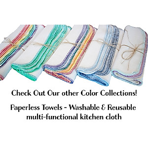 Kitchen Collection Reusable Paperless Towels - One Dozen washable reusable paper towels for kitchen (Sorbet Natural)