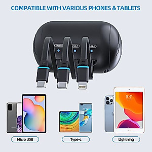Multi Car Retractable Backseat 3 in 1 36W Car Charging Station Box Compatible with All Phones | iPhone | Samsung | Android | Share Ride Customer Charging Dock Attach to Headrest (Big)