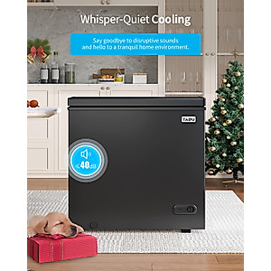 TABU 10 Cu Ft Large Chest Freezer with 7 Level Adjustable Thermostat,Compact Freestanding Top-opening Deep Freezer with Removable Storage Basket, Black