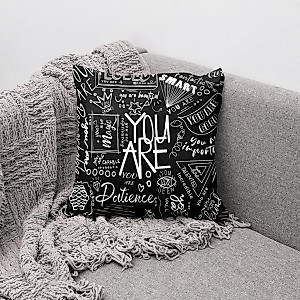 THDSE Inspirational Groovy Throw Pillow Covers, Positive Quotes Throw Pillow Covers 18x18, Black Trendy Pillow Covers for Living Room Bedroom Dorm Sofa Decor, Gifts for Girls Women