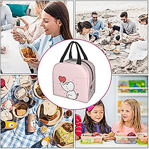 Lunch Bag Cute Elephant With Heart Animal Insulated Lunch Box Reusable Lunch Bags Meal Portable Container Tote For Men Women Work Travel Picnic