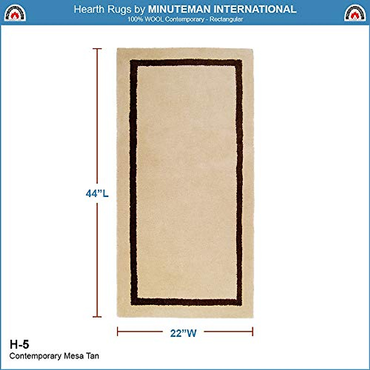 Minuteman International Mesa Tan Contemporary Wool Hearth Rug, Rectangular