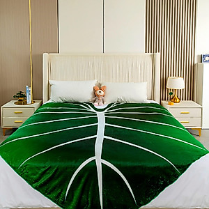 Leaf Blanket Green Plant Kids Throw Blankets Soft Plush Flannel Throw Decorative Leaves Design for Children Bed Couch and Sofa