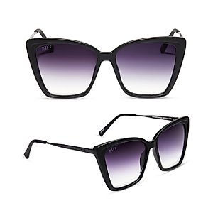 DIFF Heidi Oversized Cat Eye Sunglasses for Women, Lightweight bold thin metal stylish sunnies