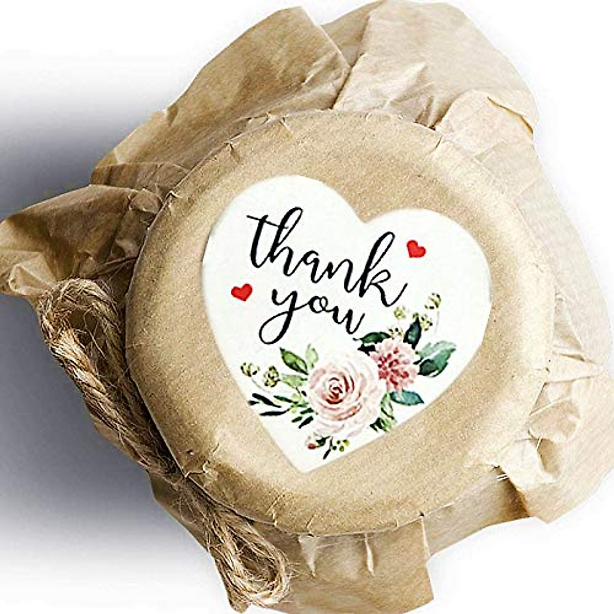 BILU Thank You Business Stickers,Valentine's Day Stickers Round Floral Thank You Sticker Adhesive Labels Roll for Boutiques,Weddings,Bags,Boxes,Envelope Seal Supplies Decorative